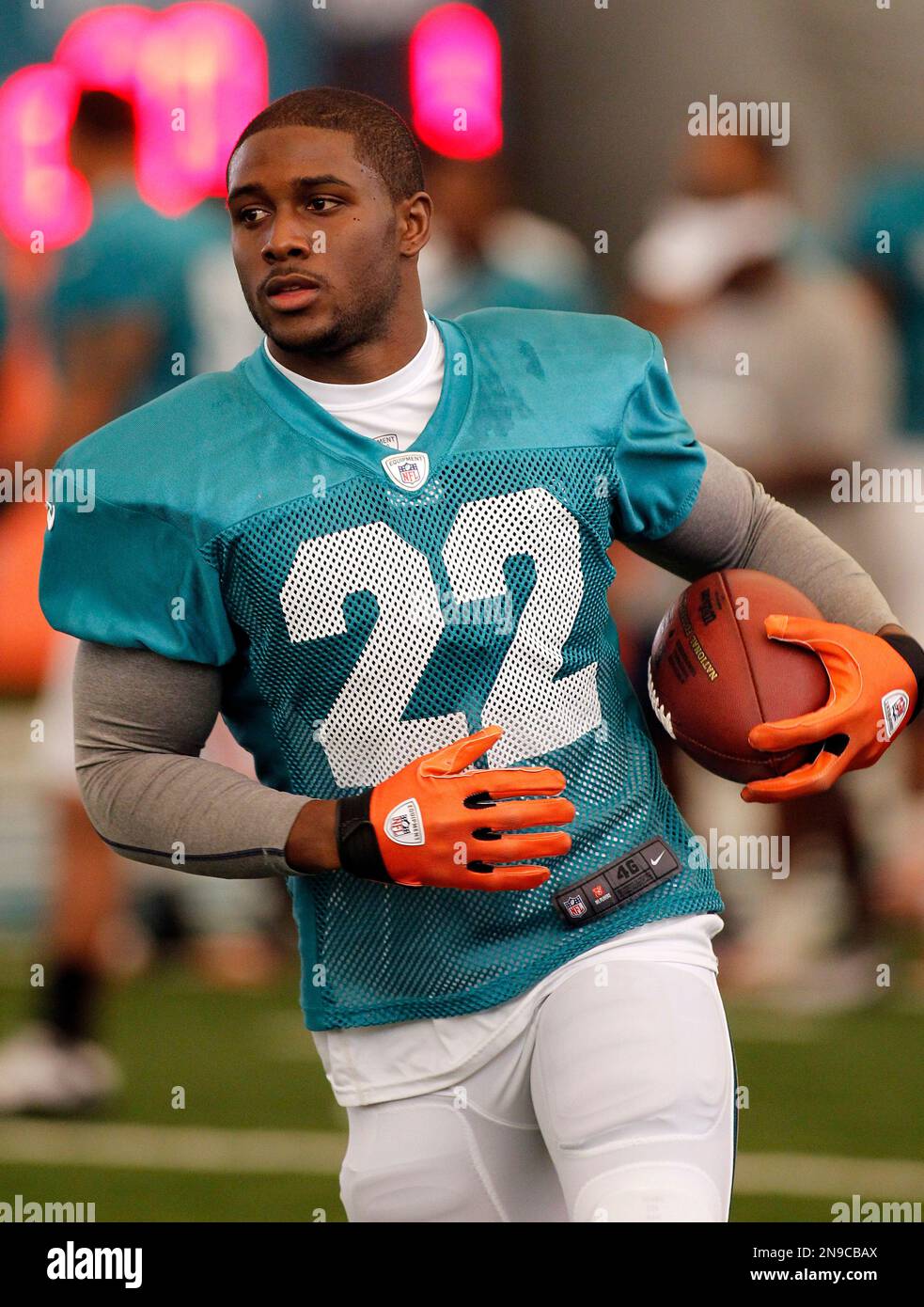Miami Dolphins' Reggie Bush practices during NFL football training camp ...