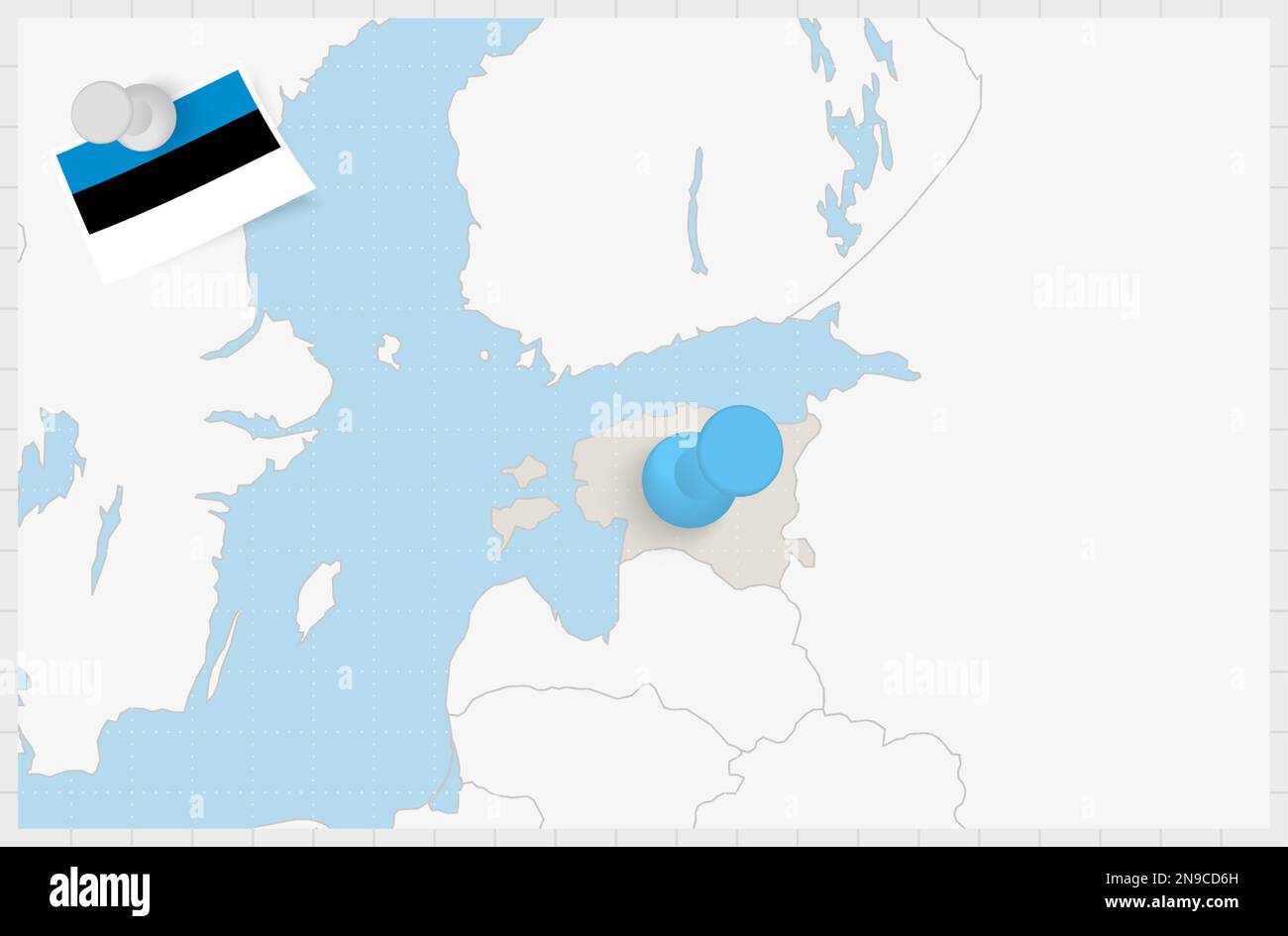 Map of Estonia with a pinned blue pin. Pinned flag of Estonia, vector ...