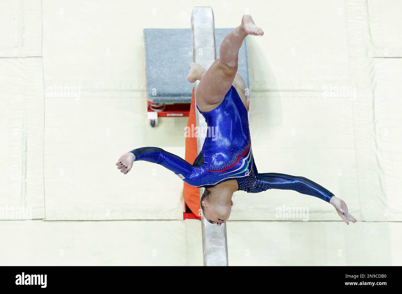 Italian gymnast Carlotta Ferlito performs on the balance beam during ...