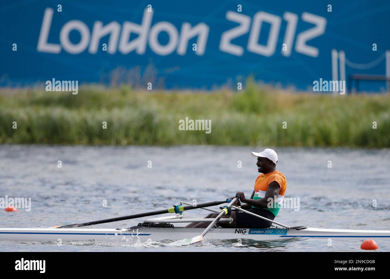 Niger's Hamadou Djibo Issaka strokes during a men's rowing single ...