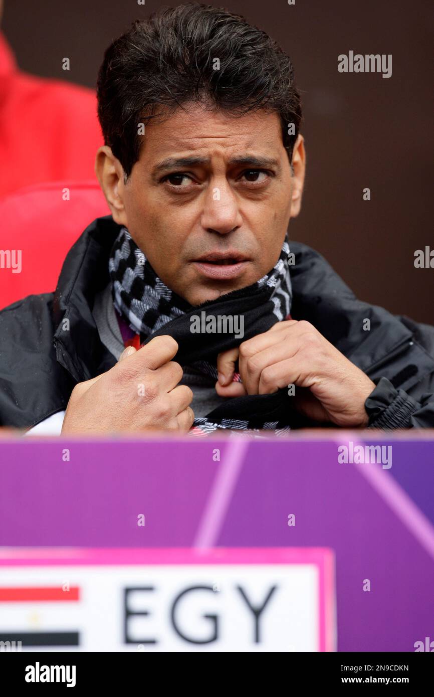 Egypt head coach Hany Ramzy appears at his team's group C men's soccer ...