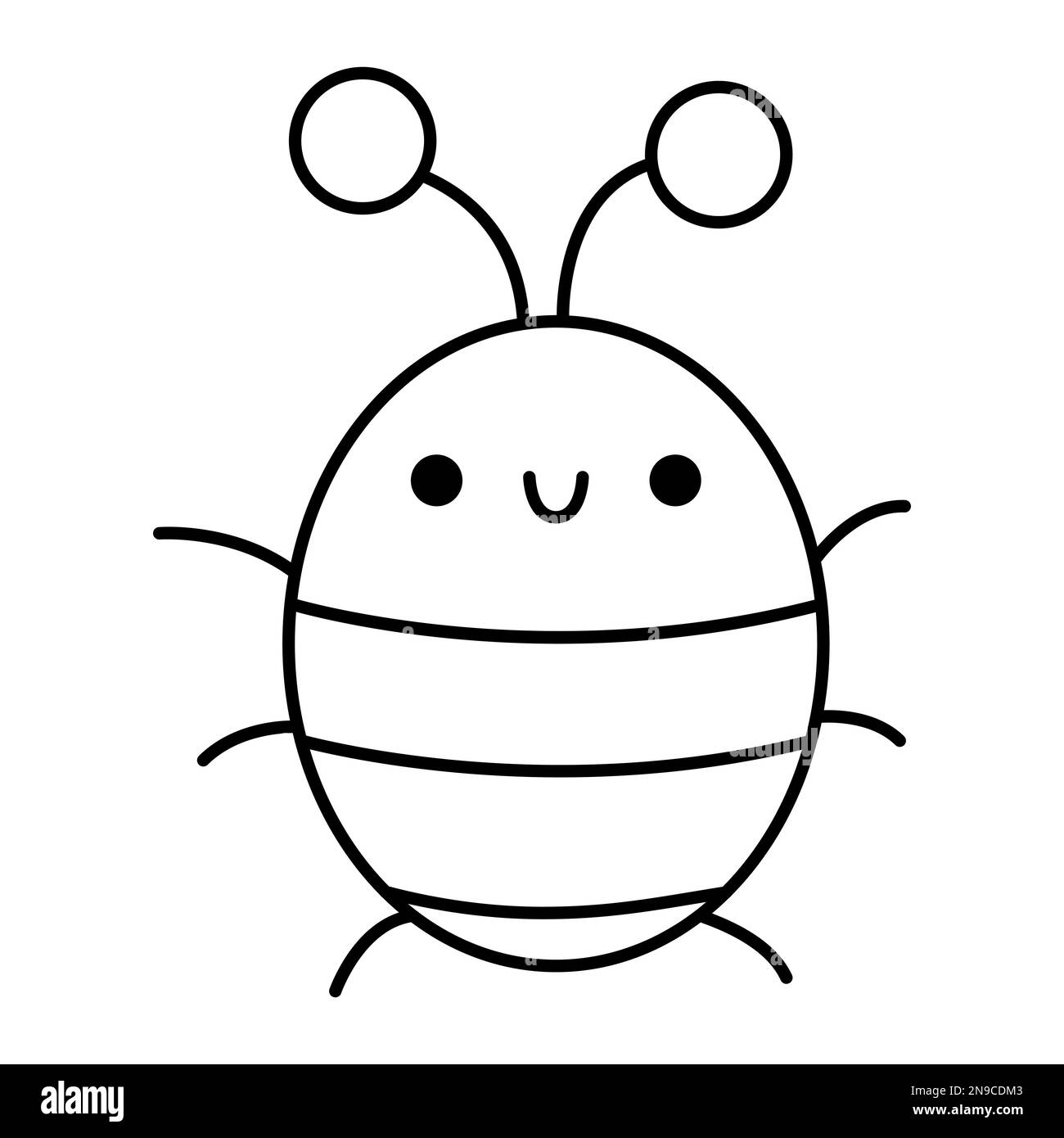 Vector black and white kawaii brown bug icon for kids. Cute line ...