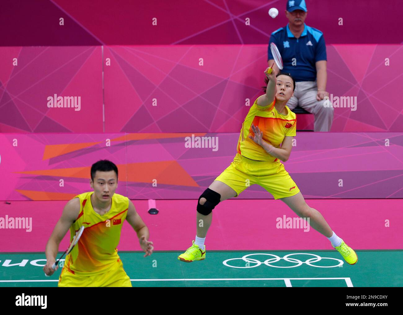 China's Zhang Nan, left, and Zhao Yunlei, play against Russia's ...