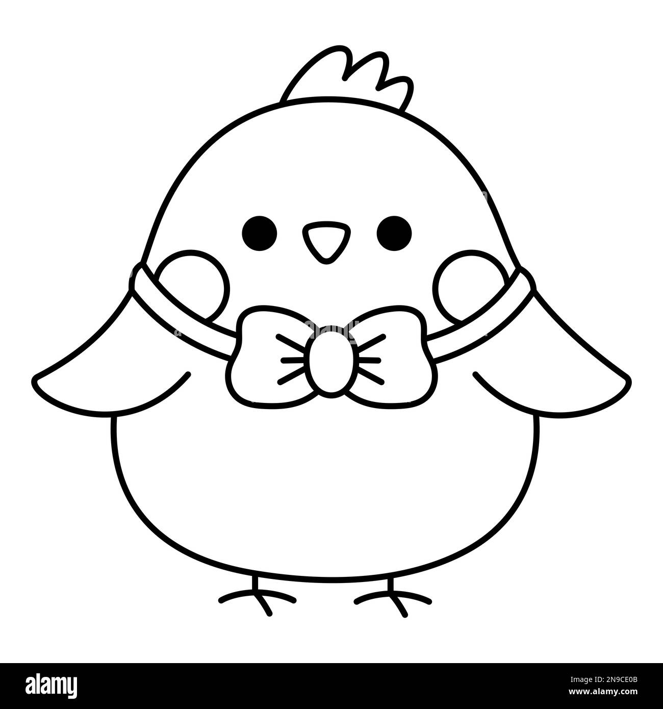 Vector black and white Easter chick icon for kids. Cute line kawaii ...