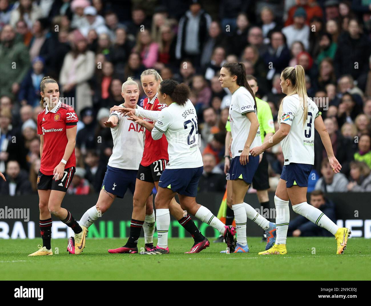 London, England, 12th February 2023. Ella Toone of Man Utd women gets ...