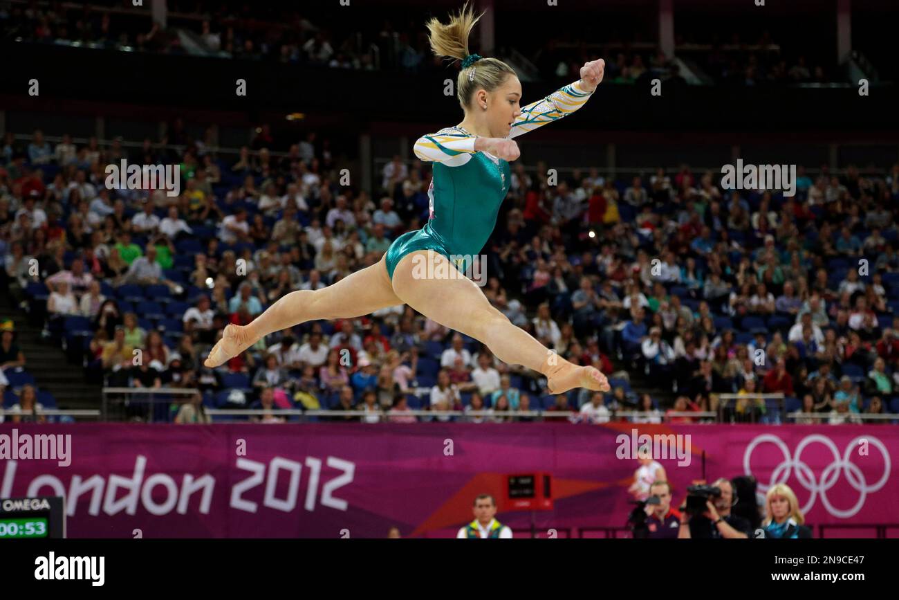 Australian gymnast Emily Little performs on the balance beam during the ...
