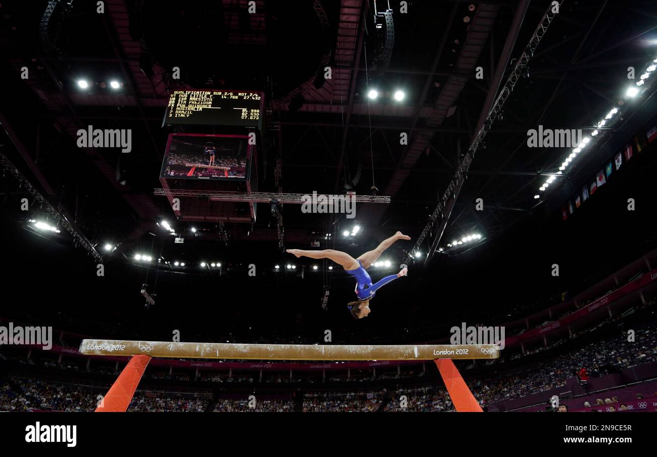 Italian gymnast Elisabetta Preziosa performs on the balance beam during ...
