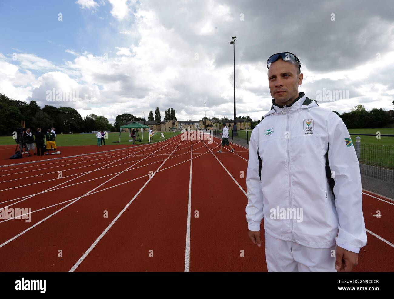 South Africa's sprinter Oscar Pistorius poses for the photographers ...