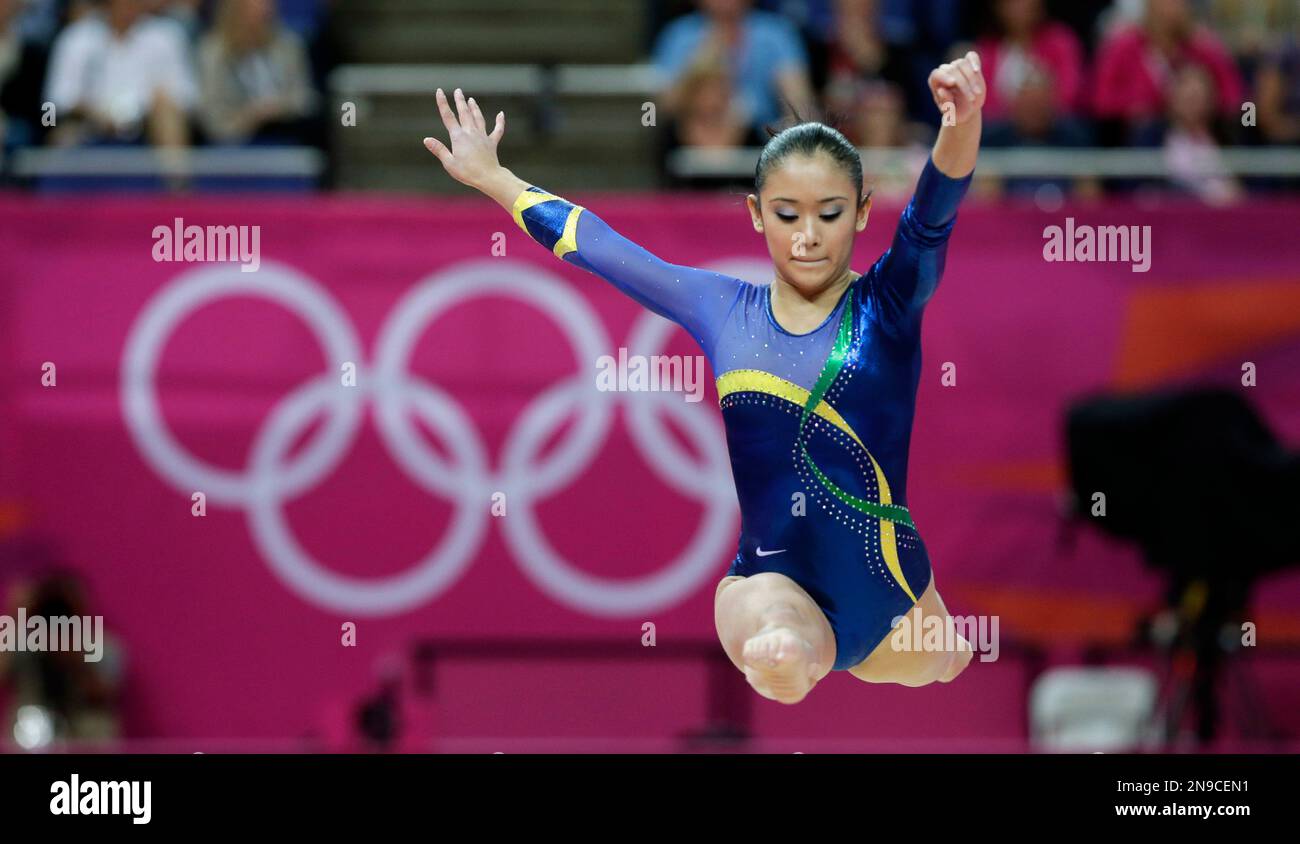 Brazilian gymnast Harumy Mariko de Freitas performs on the balance beam ...