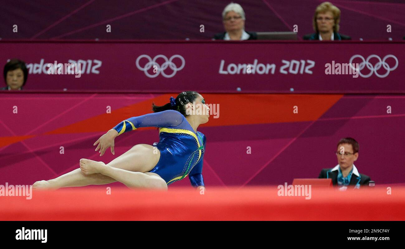 Brazilian gymnast Daniele Matias Hypolito performs on the floor during ...