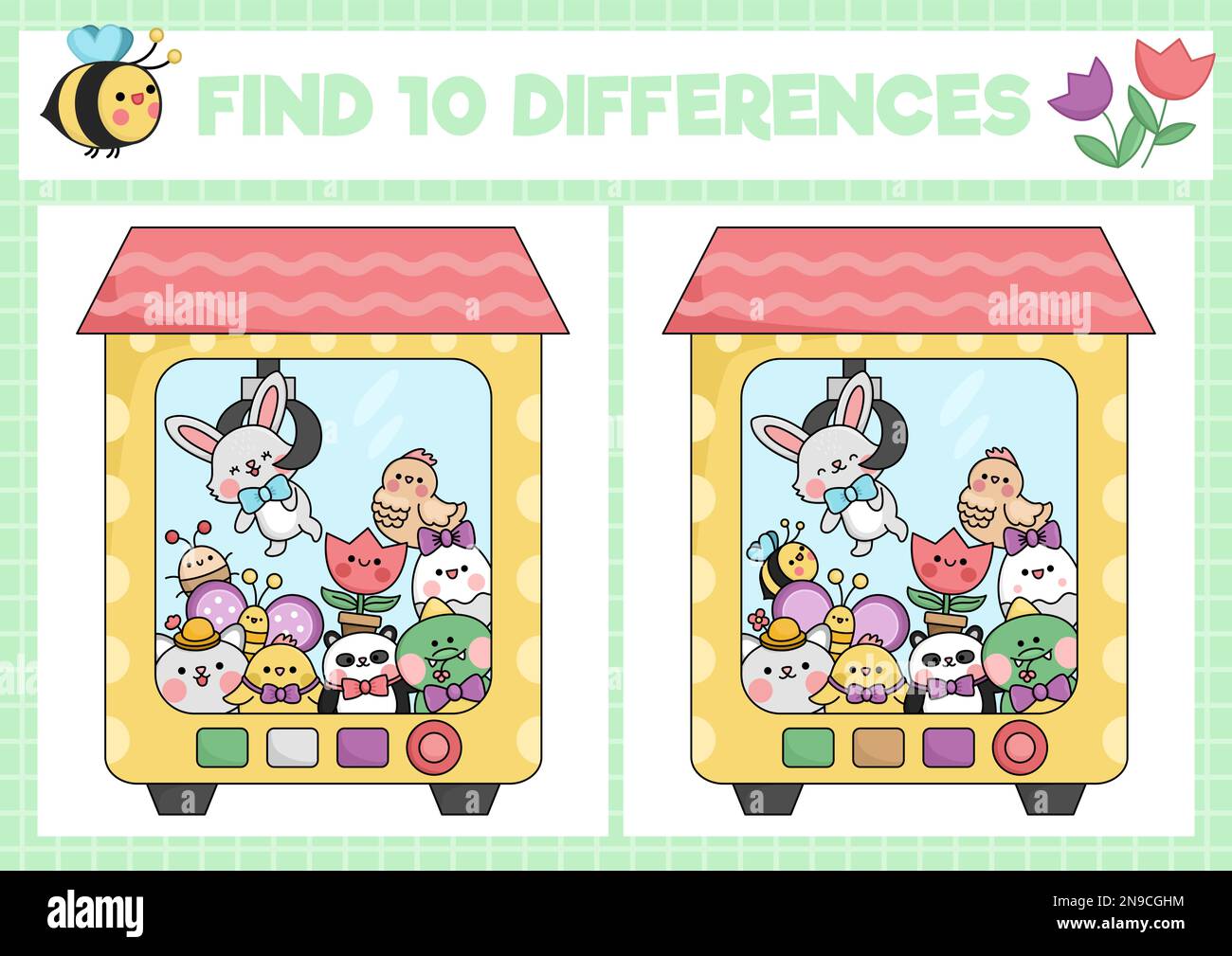 Easter kawaii find differences game for children. Attention skills ...
