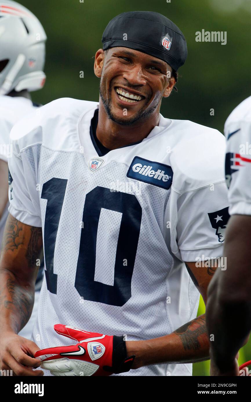 New England Patriots' Jabar Gaffney during NFL football training camp ...