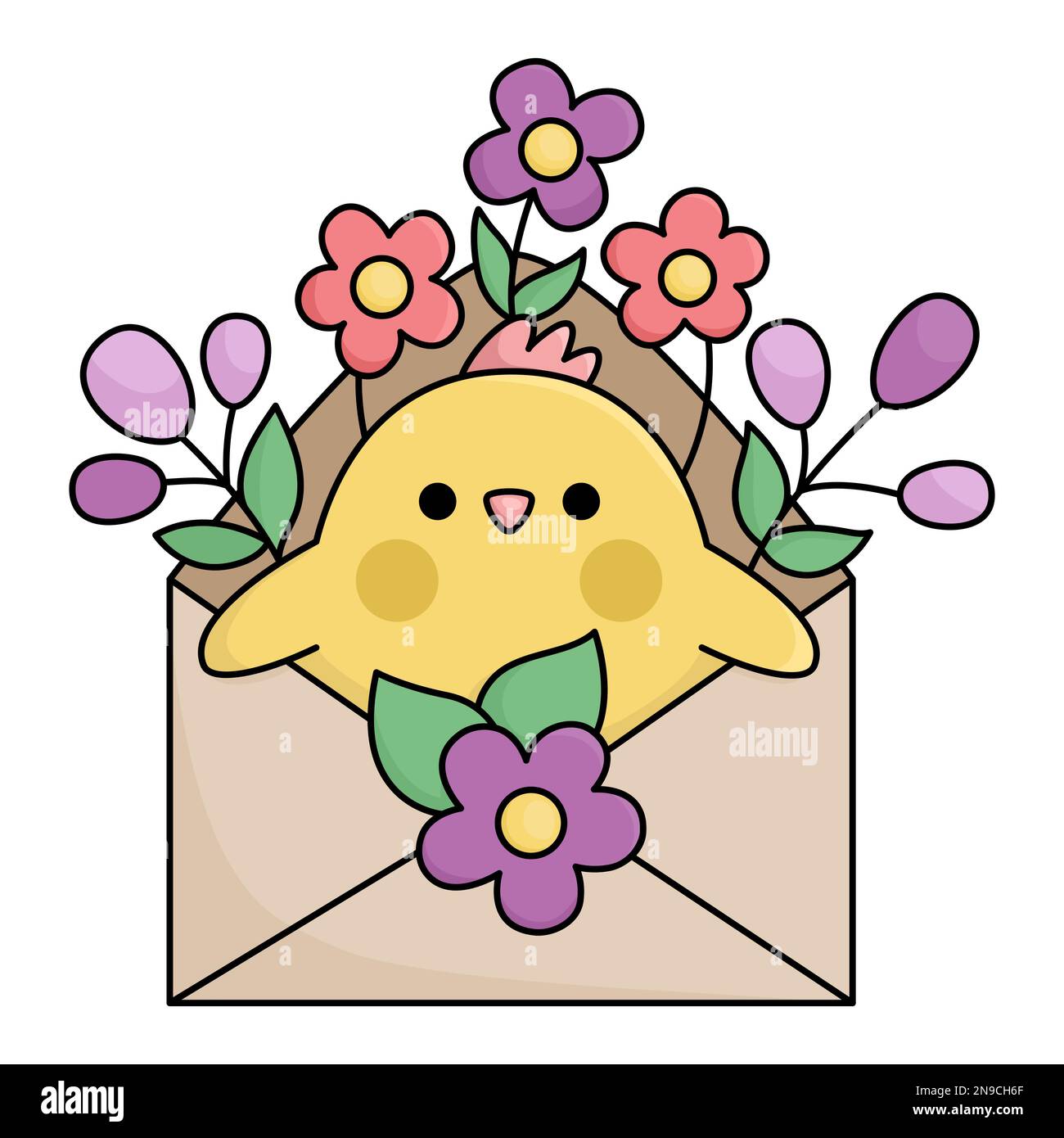 Vector Easter chick icon for kids. Cute kawaii chicken illustration ...