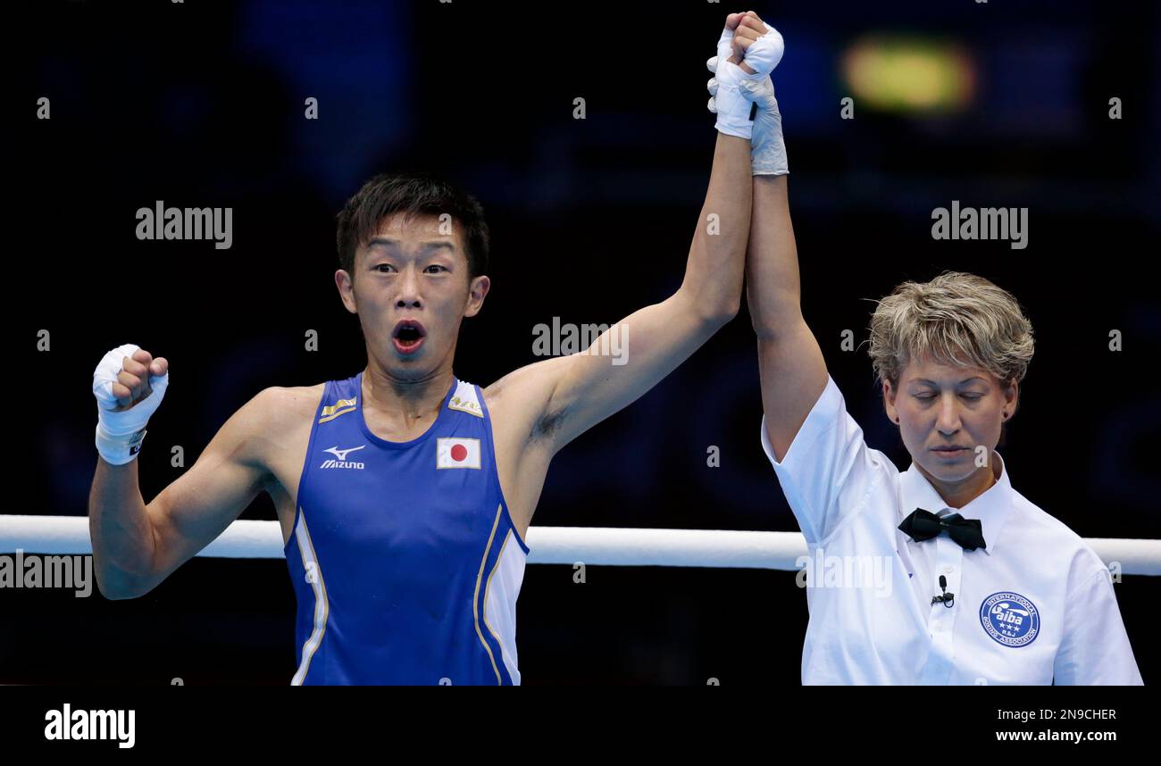Japan's Satoshi Shimizu reacts after defeating Ghana's Isaac Dogboe in ...
