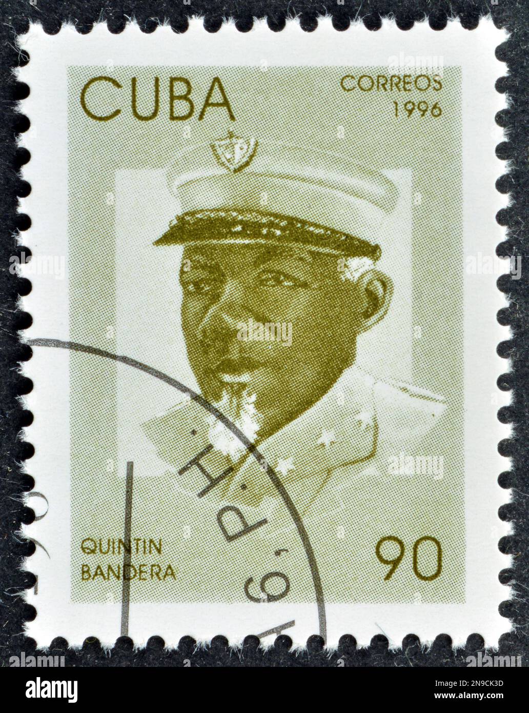 Cancelled postage stamp printed by Cuba, that shows Cuban military ...
