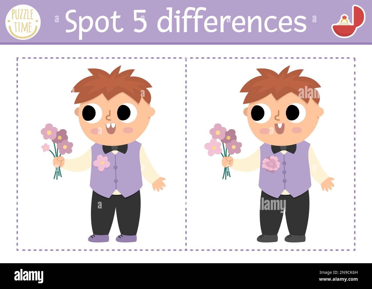 Find differences game for children. Wedding educational activity with ...