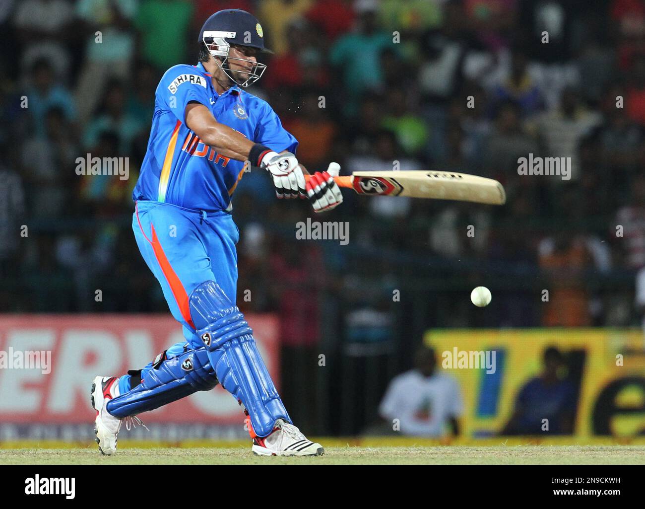 India's batsman Suresh Raina bats during the third one-day ...