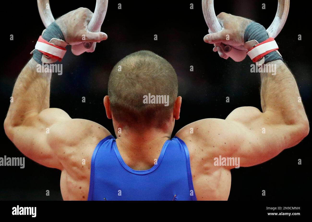 Italy's gymnast Matteo Morandi performs on the rings during the ...