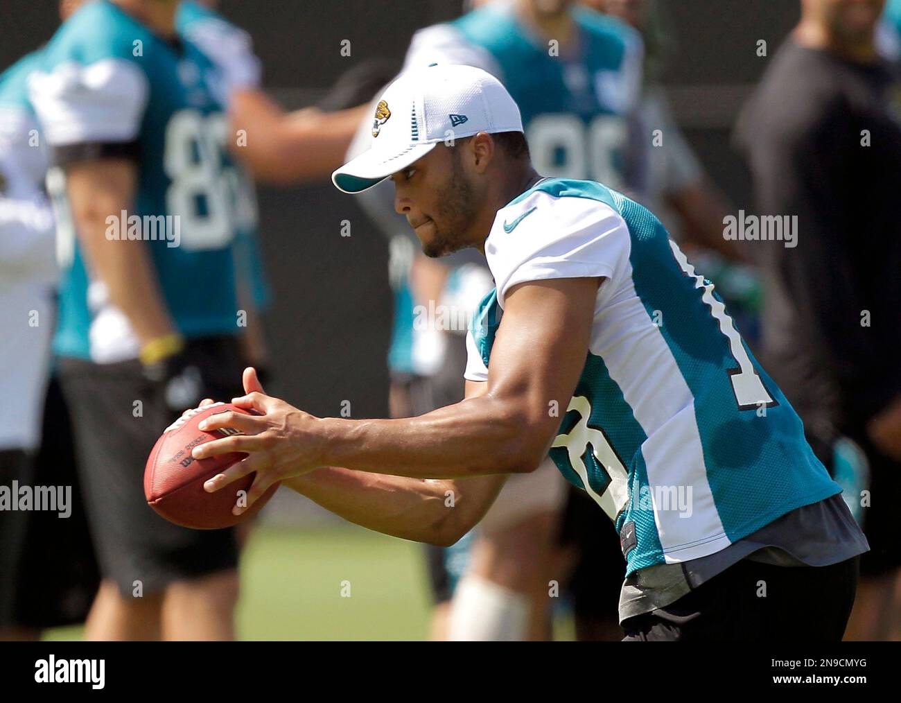 Jacksonville Jaguars wide receiver Brian Robiskie catches a pass during ...