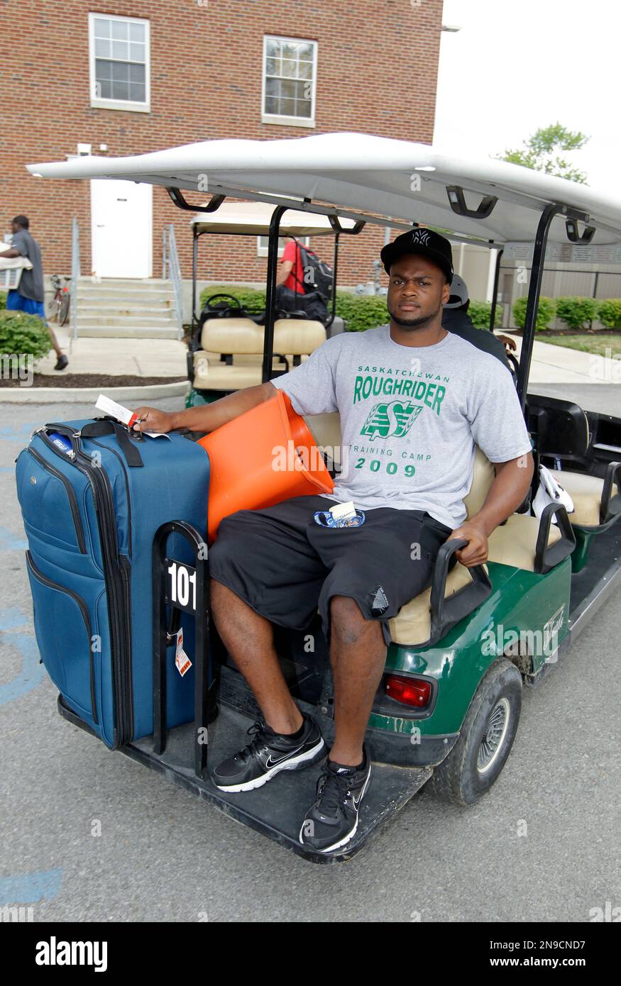 Indianapolis Colts linebacker Jerrell Freeman rides to the dorm on a ...