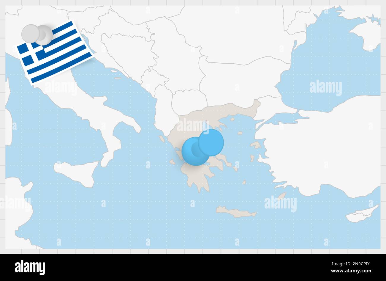 Map of Greece with a pinned blue pin. Pinned flag of Greece, vector illustration Stock Vector ...