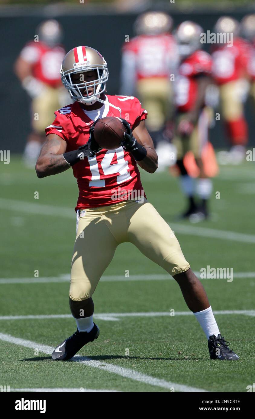 San Francisco 49ers wide receiver Mario Manningham (14) during training ...
