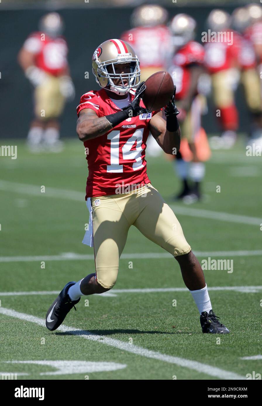 San Francisco 49ers wide receiver Mario Manningham (14) during training ...