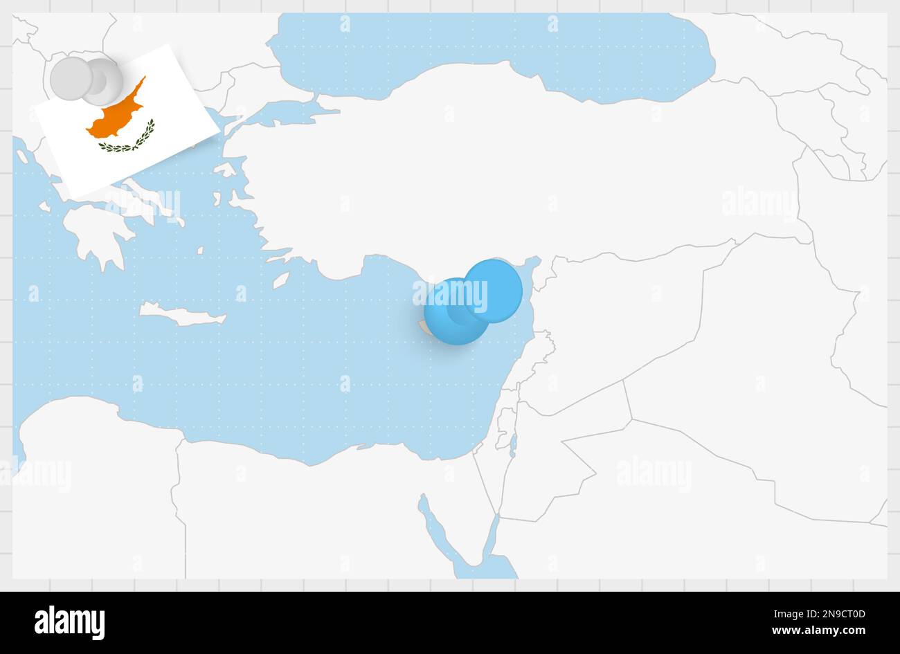 Map of Cyprus with a pinned blue pin. Pinned flag of Cyprus, vector ...