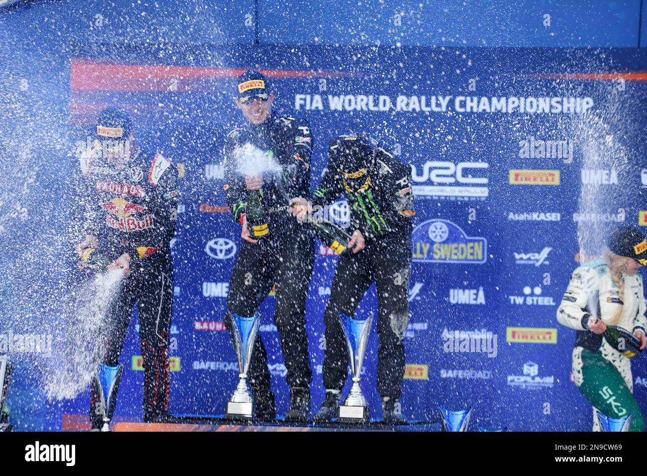 UMEÅ 20230212The podium in the WRC2 class in the Swedish Rally, World ...