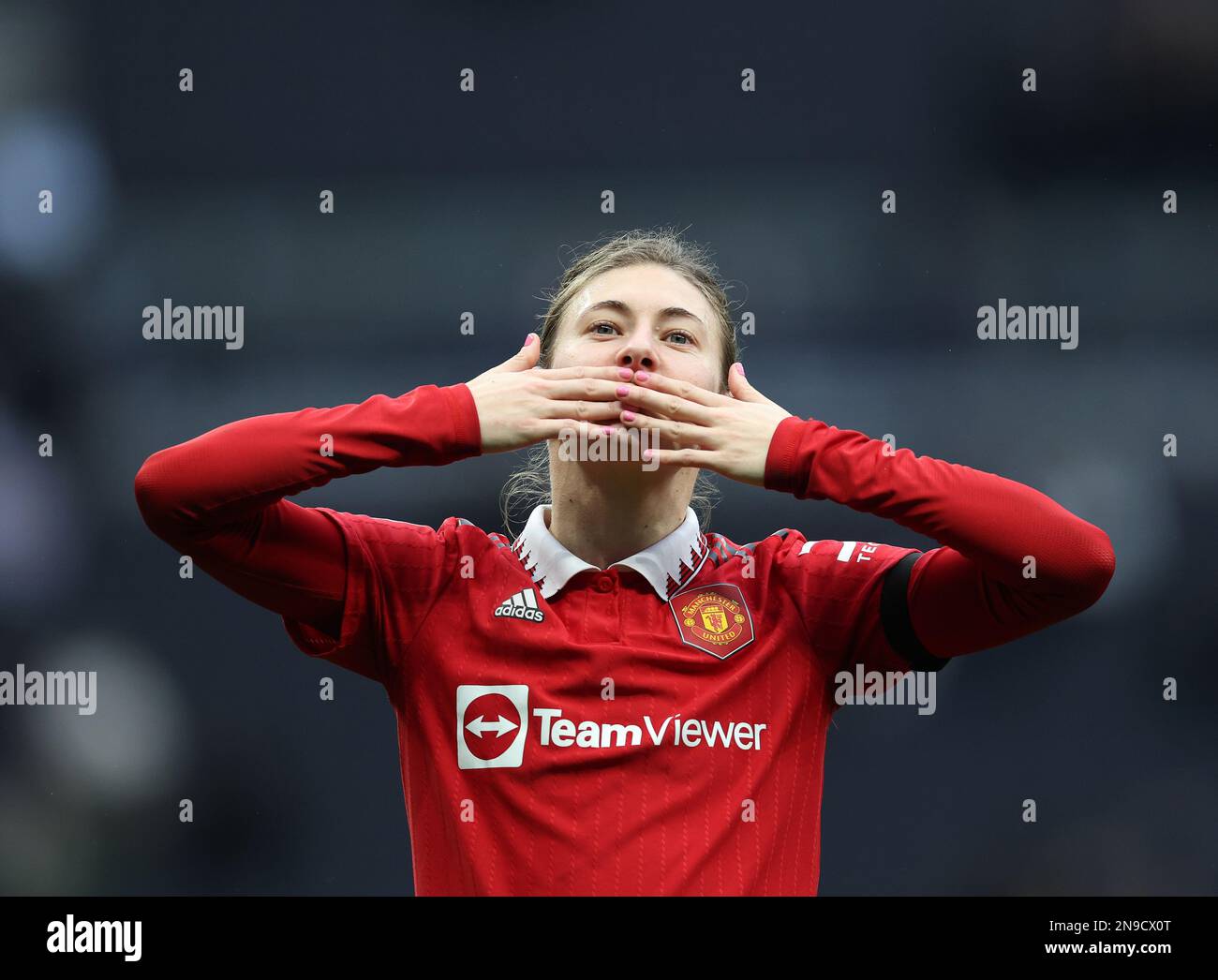 London, England, 12th February 2023. Vilde Boe Risa of Man Utd women ...