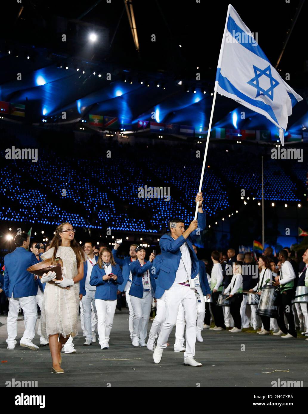 Israel's Shahar Zubari carries the flag during the Opening Ceremony at ...