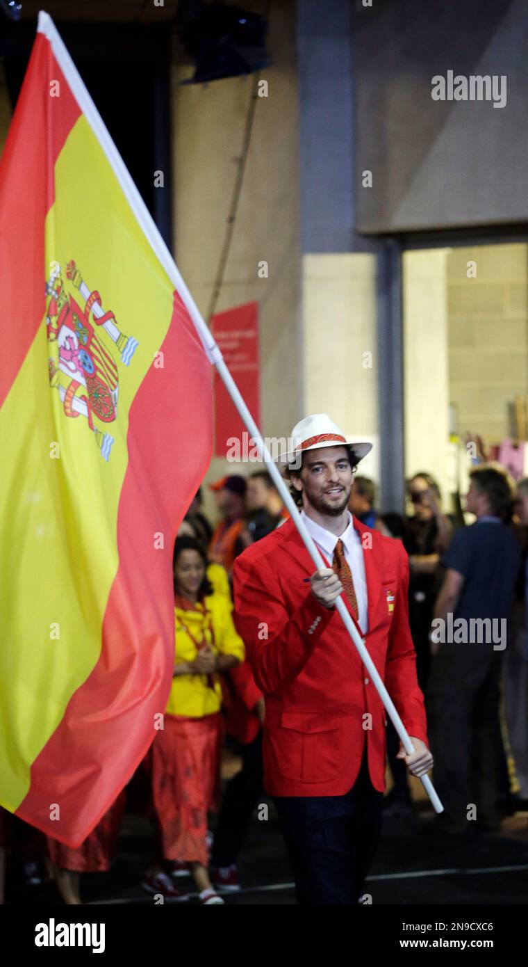 Spain's Pau Gasol carries the flag during the Opening Ceremony at the ...