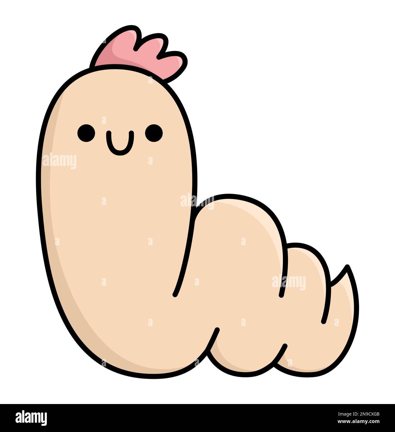 Vector kawaii brown worm icon for kids. Cute smiling bug illustration ...