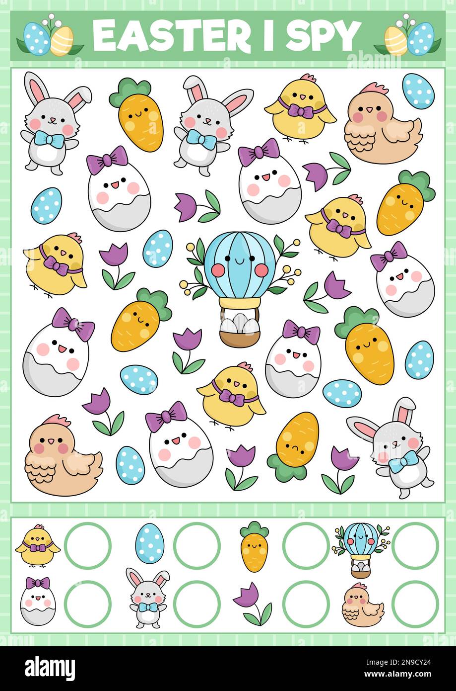Easter I spy game for kids. Searching and counting activity with cute ...
