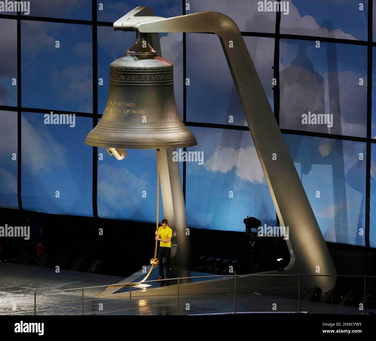 Tour de France champion Bradley Wiggins ring a bell during the Opening ...