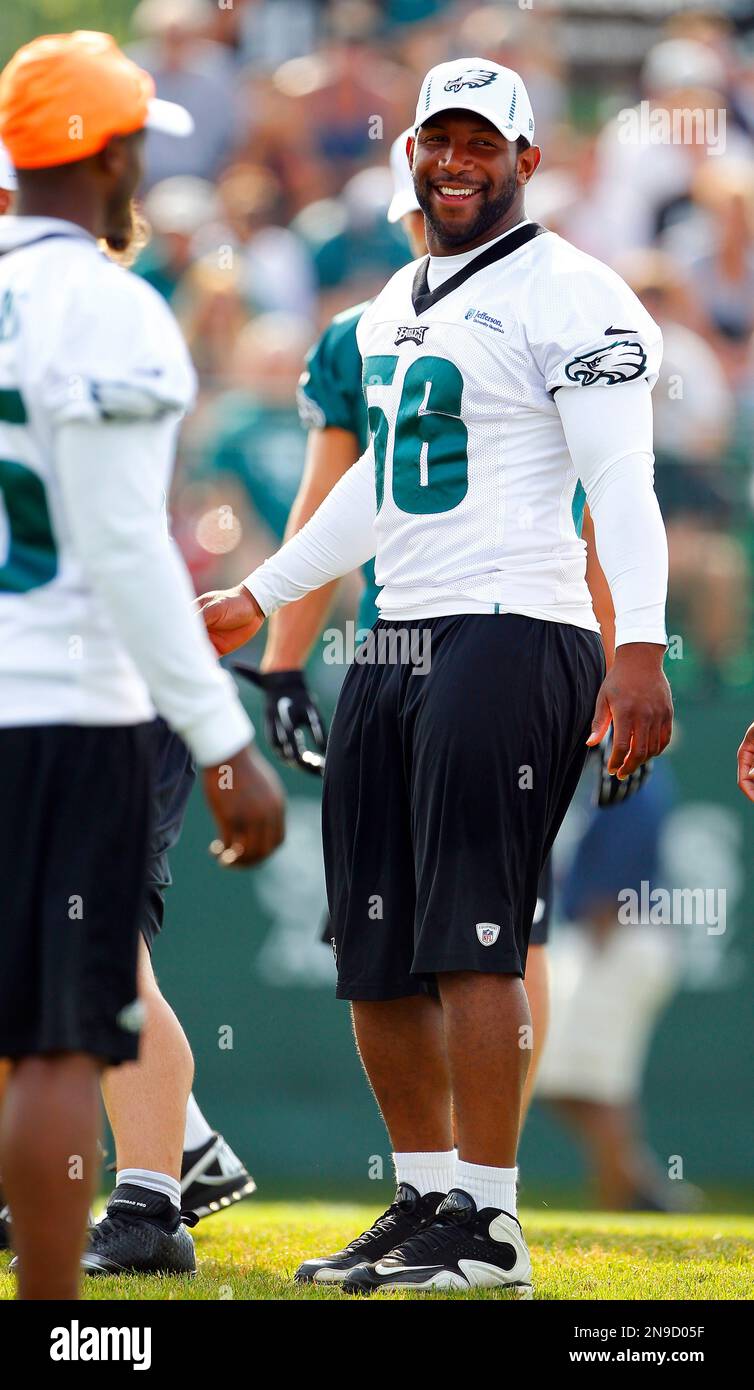 Philadelphia Eagles defensive end Trent Cole (58) laughs between plays ...