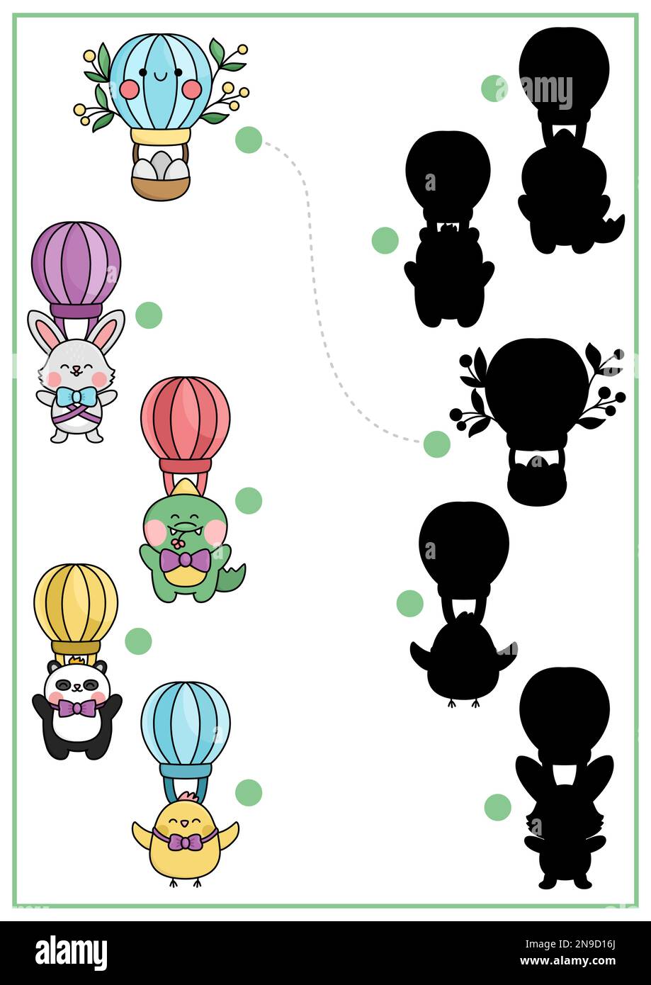 Easter shadow matching activity with traditional characters flying on ...
