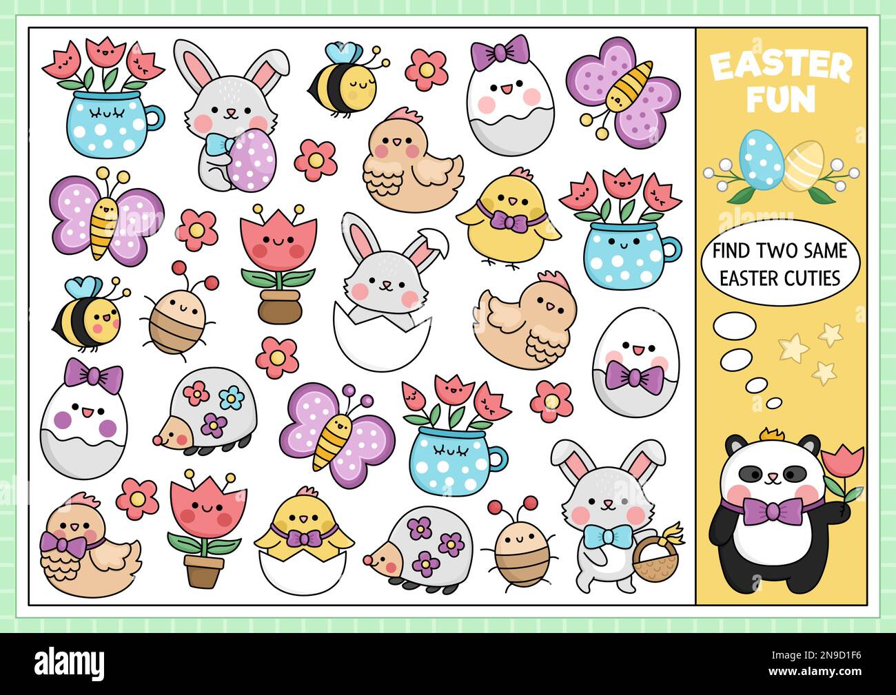 Find two same kawaii cuties. Easter matching activity for children ...