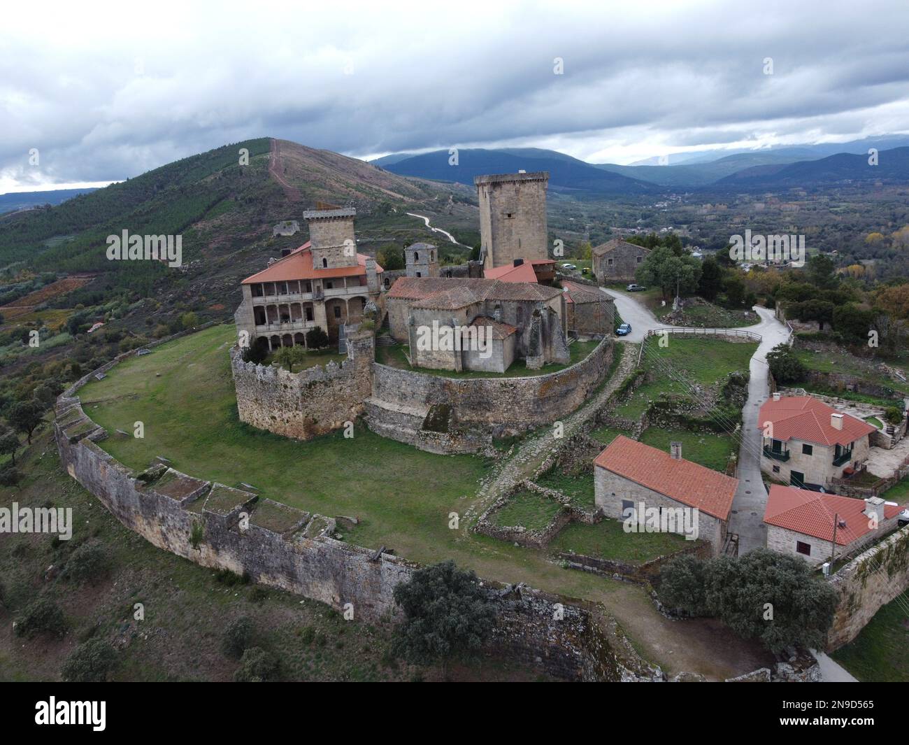 An aerial shot of the ancient Castelo de Monterrei in Ourense, Spain Stock Photo - Alamy