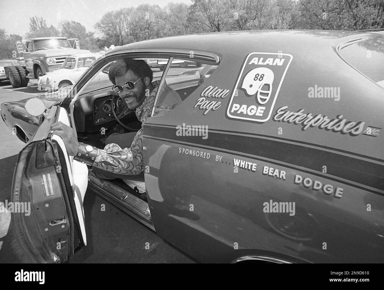 Minnesota Vikings' Alan Page checks out his 400-cubic inch Dodge ...