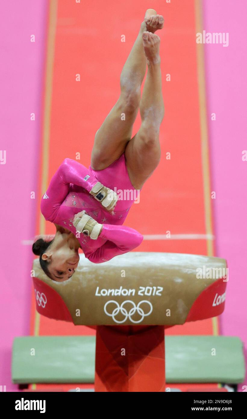 U.S. gymnast Jordyn Wieber performs on the vault during training at the ...