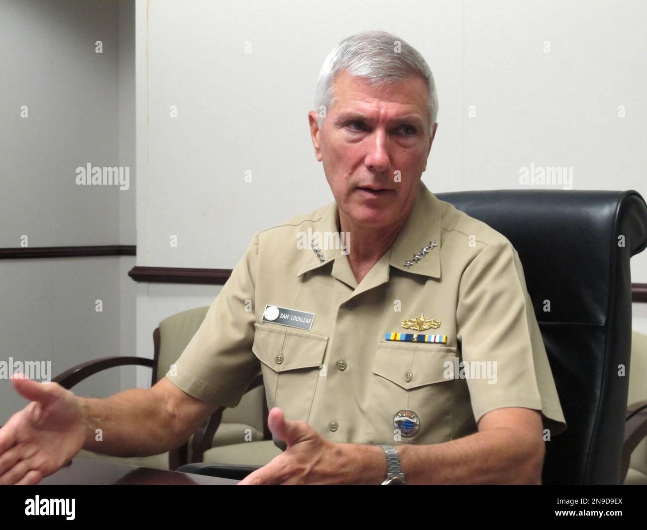 Adm. Samuel Locklear III, the U.S. Pacific Command commander, speaks to ...