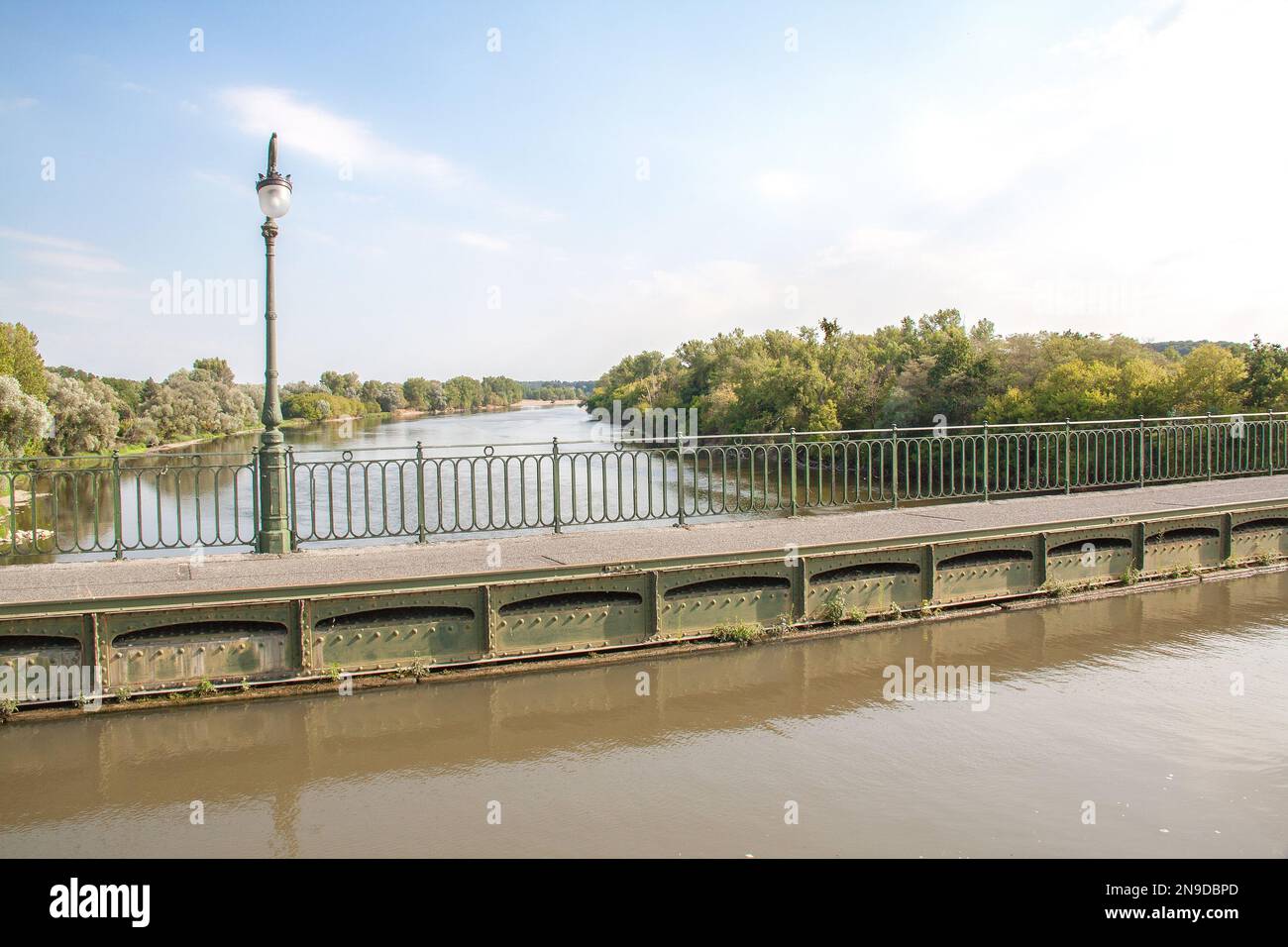 The Loire River seen from the bridge-canal of Briare, Loiret, Pays de ...