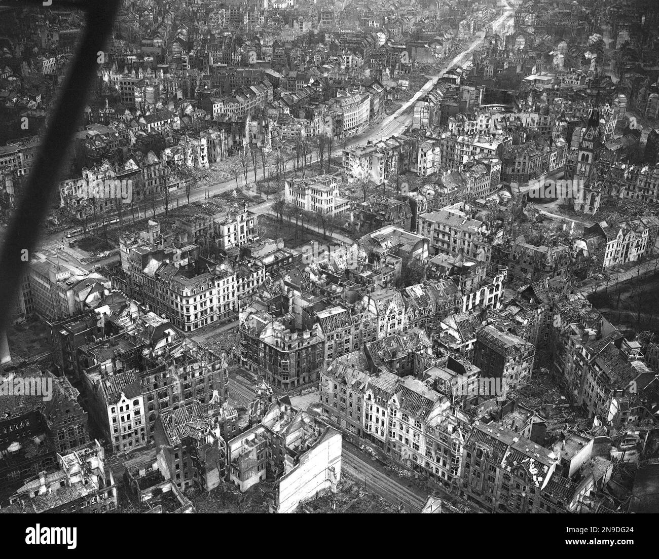 Aerial views of the devastated city of Cologne, Rhineland capital and ...