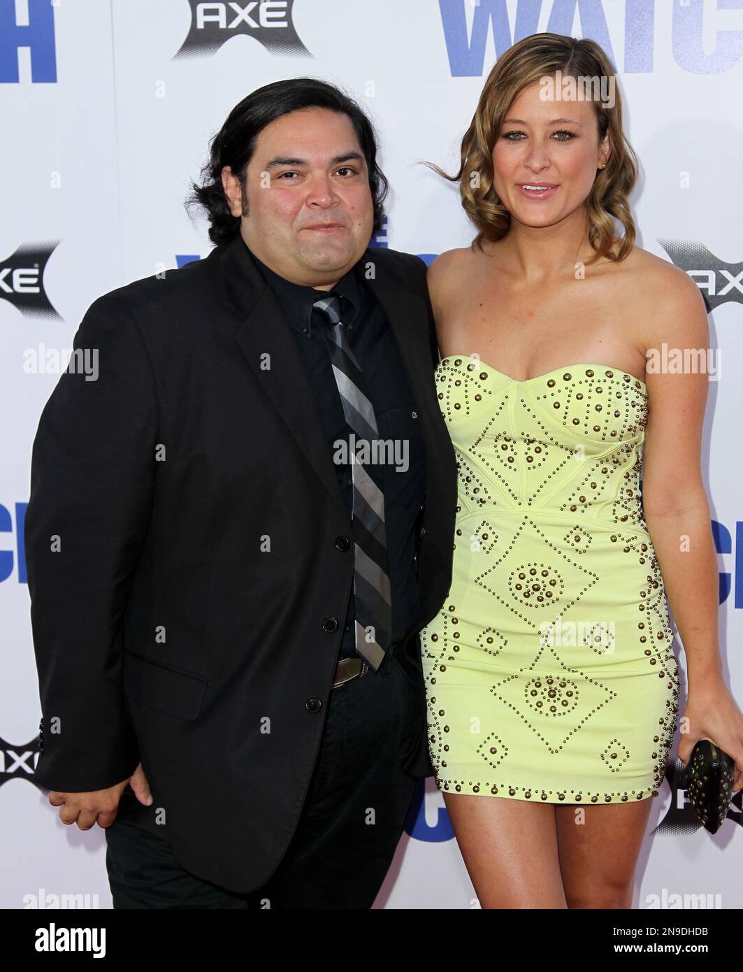 Cast member Joe Nunez, left, attends the premiere of "The Watch" at ...