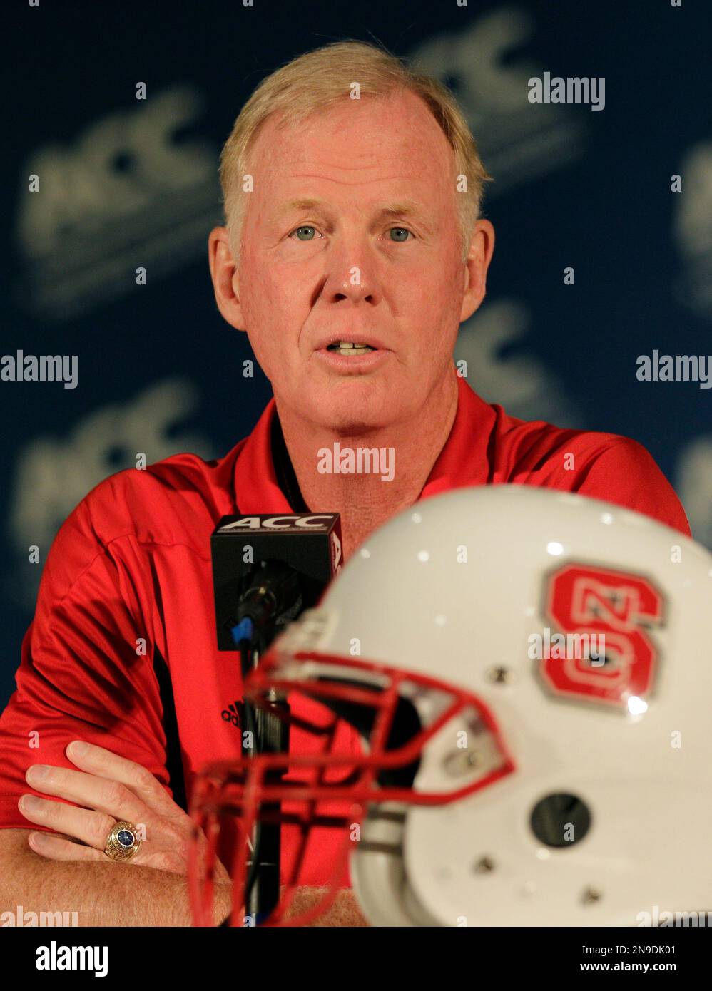 North Carolina State head coach Tom O'Brien speaks to the media during ...