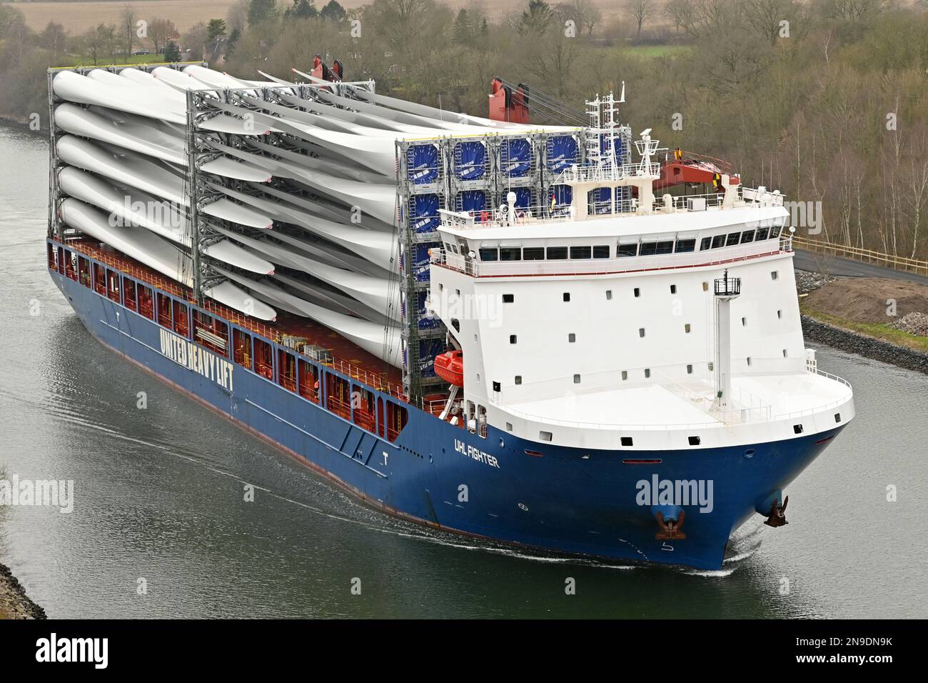 Heavy-Lift-Vessel UHL FIGHTER passing the Kiel Canan bound for Finland ...