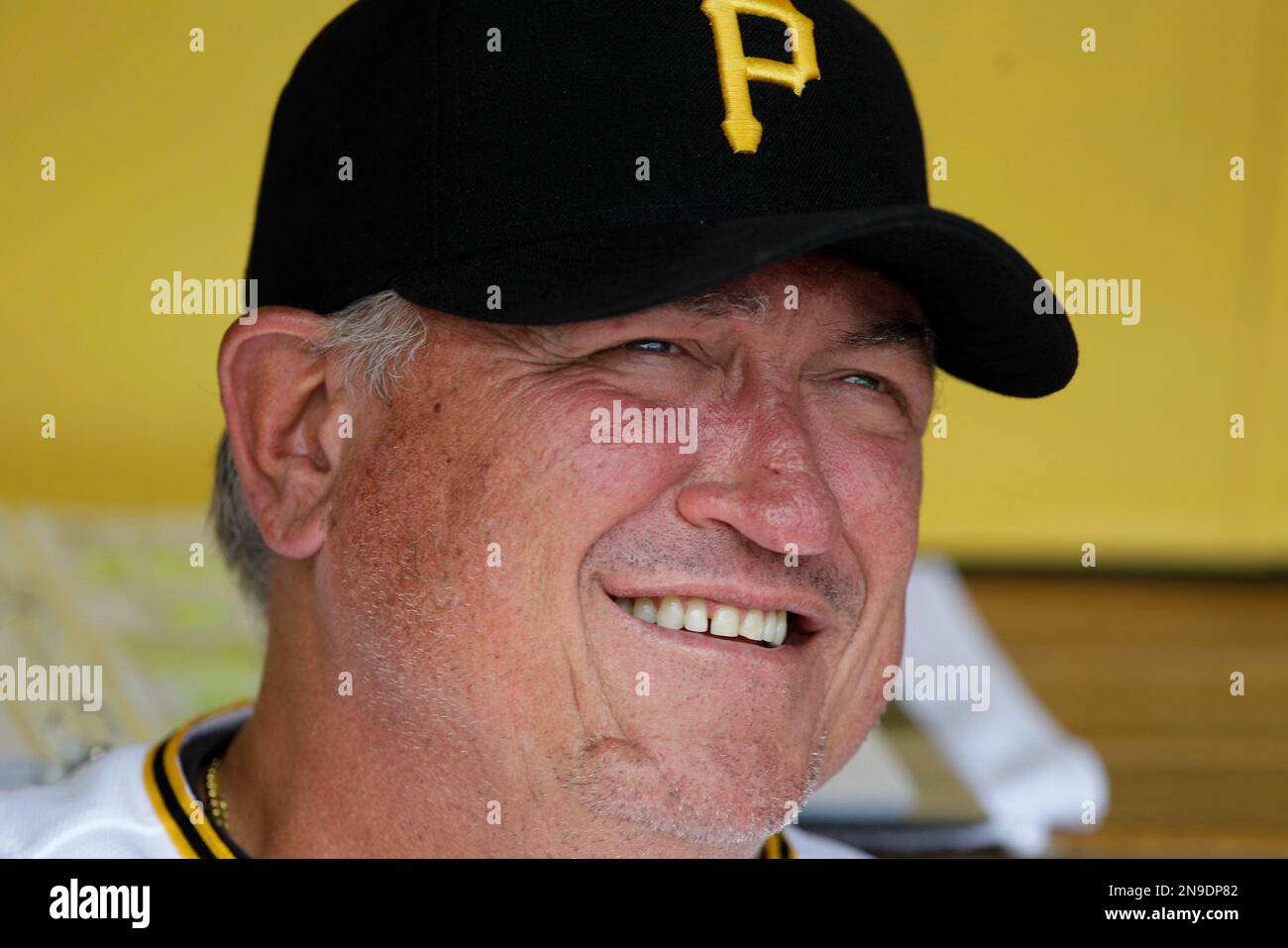 Pittsburgh Pirates manager Clint Hurdle sits in the bench during a ...