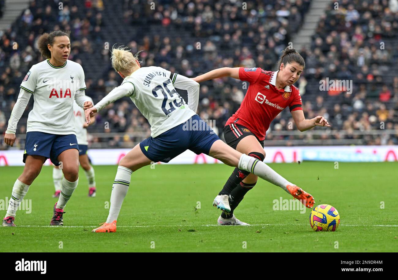 London, UK. 12th Feb, 2023. Drew Spence (24) of Tottenham pictured in a ...