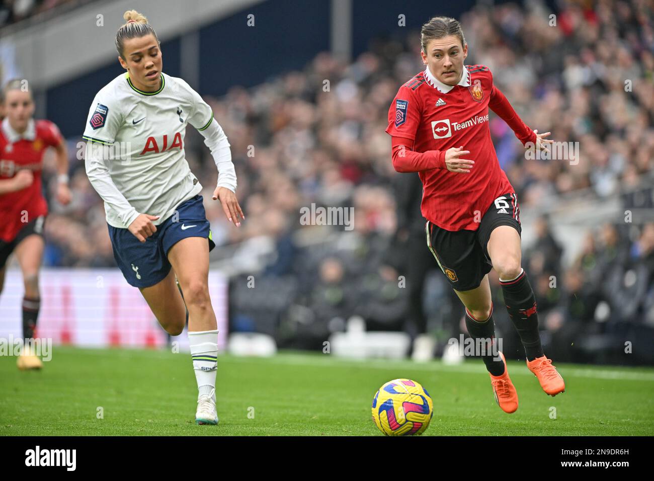 London, UK. 12th Feb, 2023. Celin Bizet (14) of Tottenham pictured ...